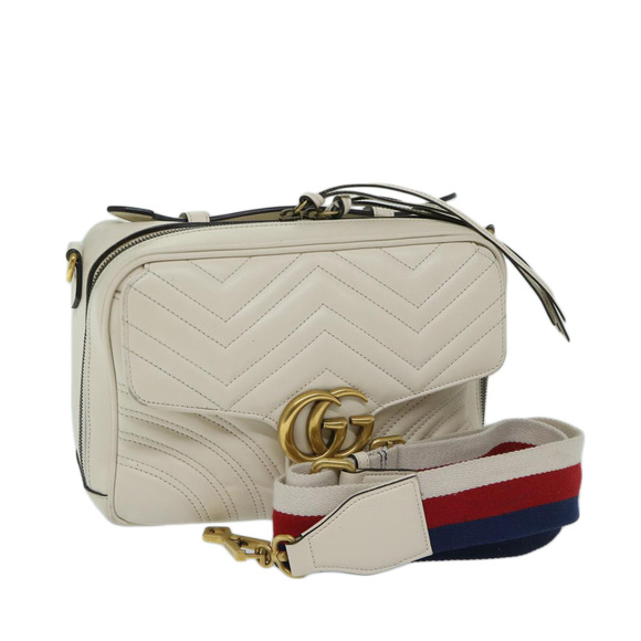 Gucci | Bags | Gucci Gg Mormant Sherry Line Shoulder Bag Leather White ...